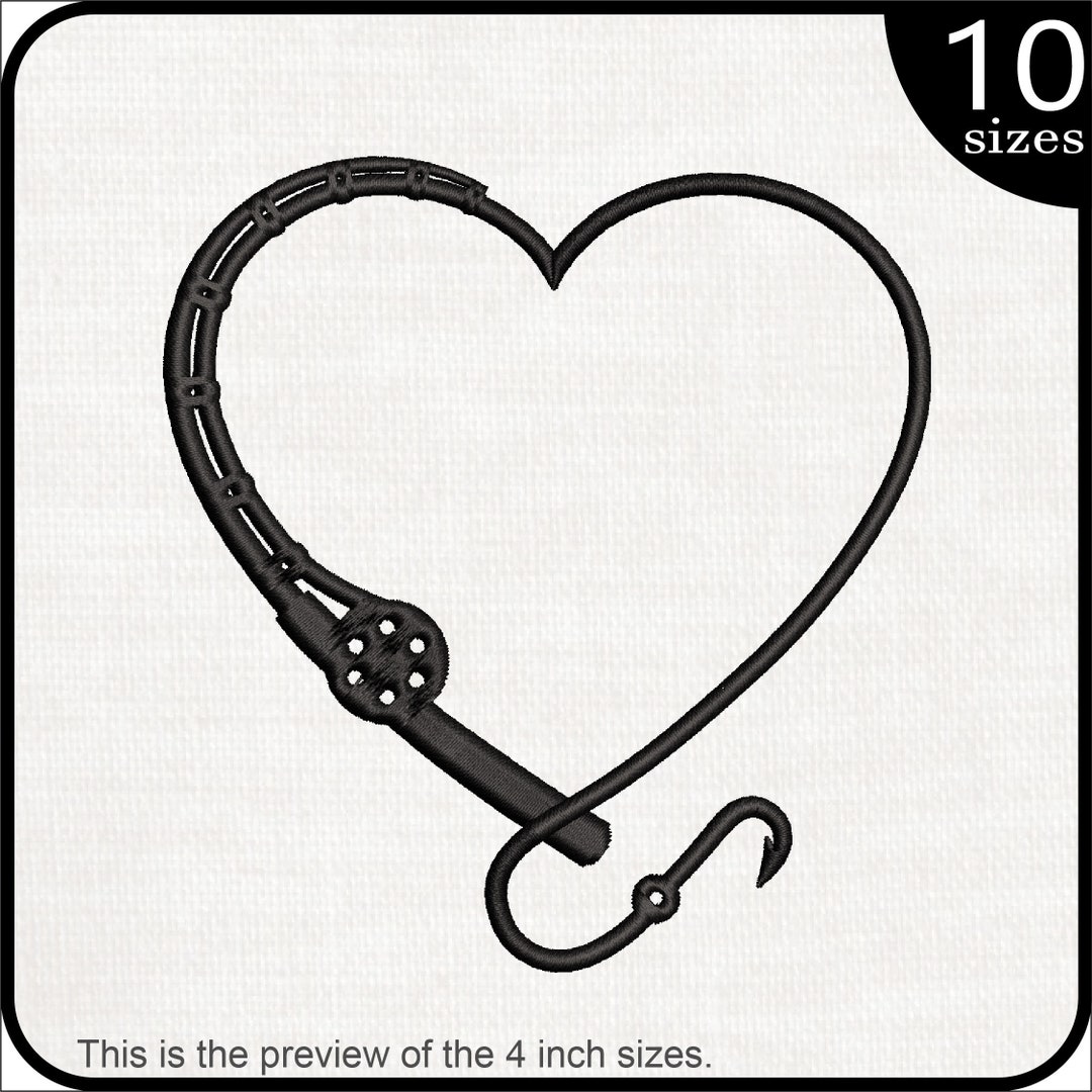 Fishing Heart - Designs for Embroidery Machine Instant Download Digital ...