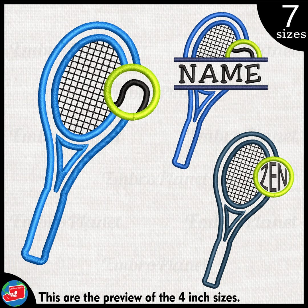 Tennis Racquets - Designs for Embroidery Machine Instant Download ...
