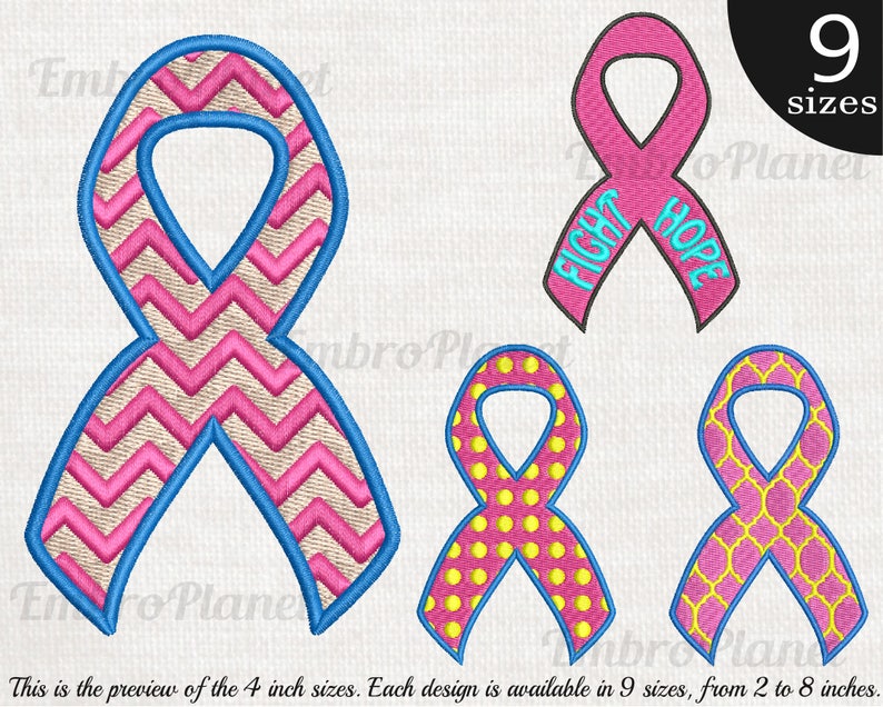 Breast Cancer Ribbons Design for Embroidery Machine Digital | Etsy