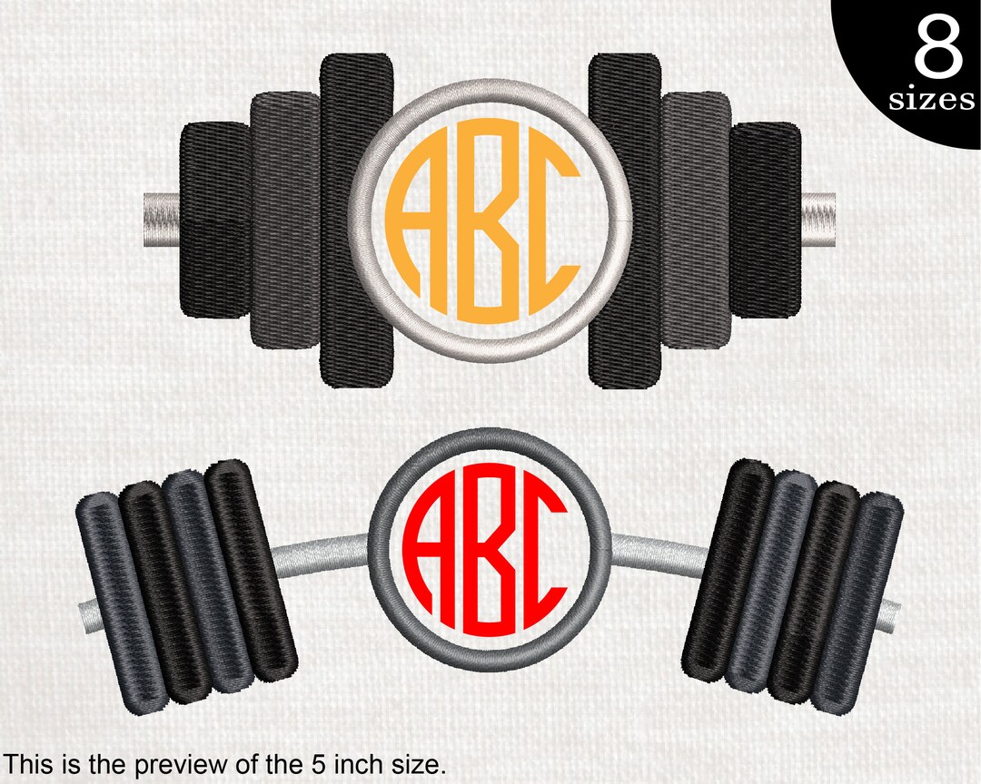 Circle Barbell and Dumbbell - Designs for Embroidery Machine Instant ...