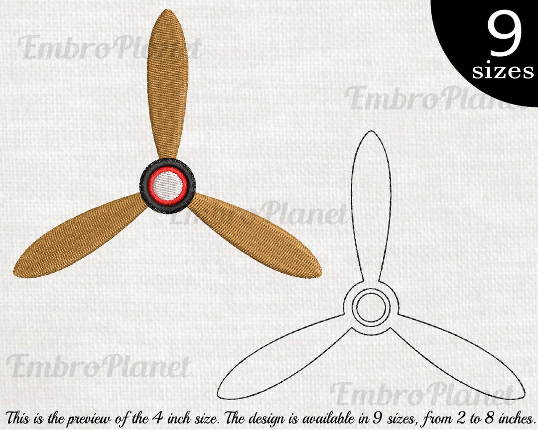 Airplane Propeller - Designs for Embroidery Machine Instant Download ...