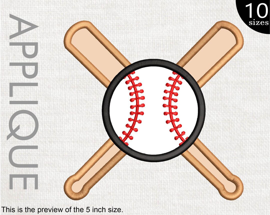 Baseball Applique Embroidery Design - Ball and Bats (digital Download ...