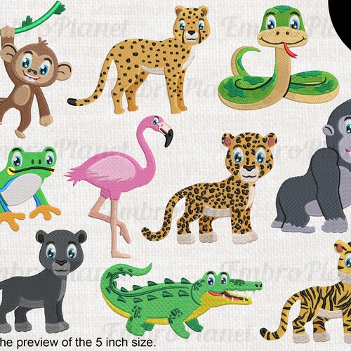Jungle Animals Designs for Embroidery Machine Instant - Etsy
