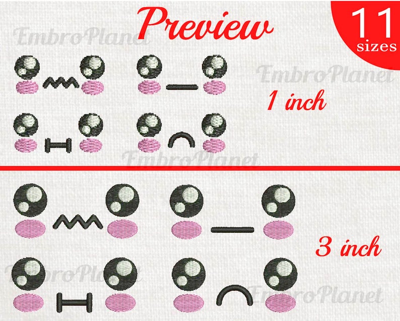 Cute Sad Kawaii Faces Design for Embroidery Machine Instant - Etsy