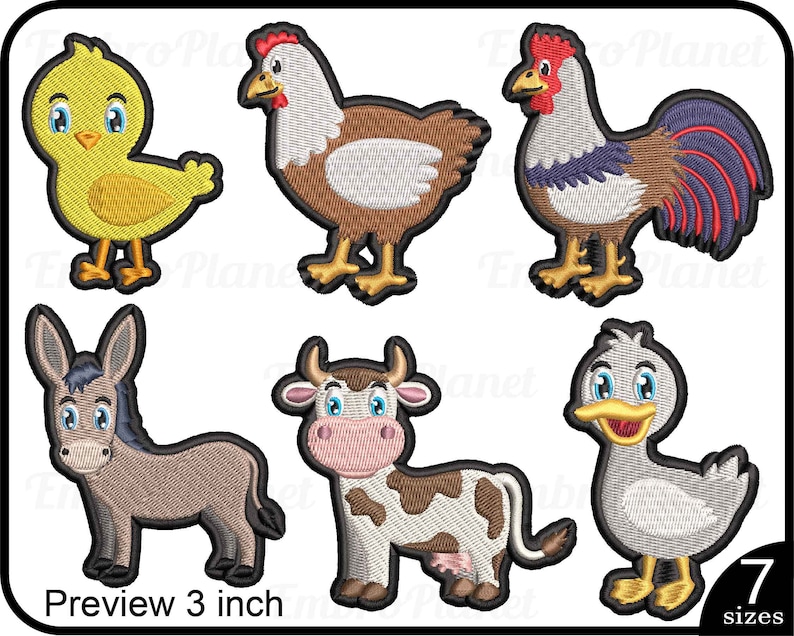 Patches Farm Animals Designs for Embroidery Machine Instant - Etsy