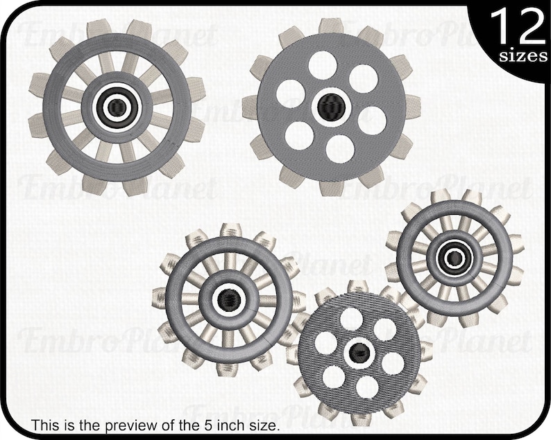 Gears Designs for Embroidery Machine Instant Download - Etsy