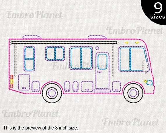 Outline Motorhome Design for Embroidery Machine Instant | Etsy