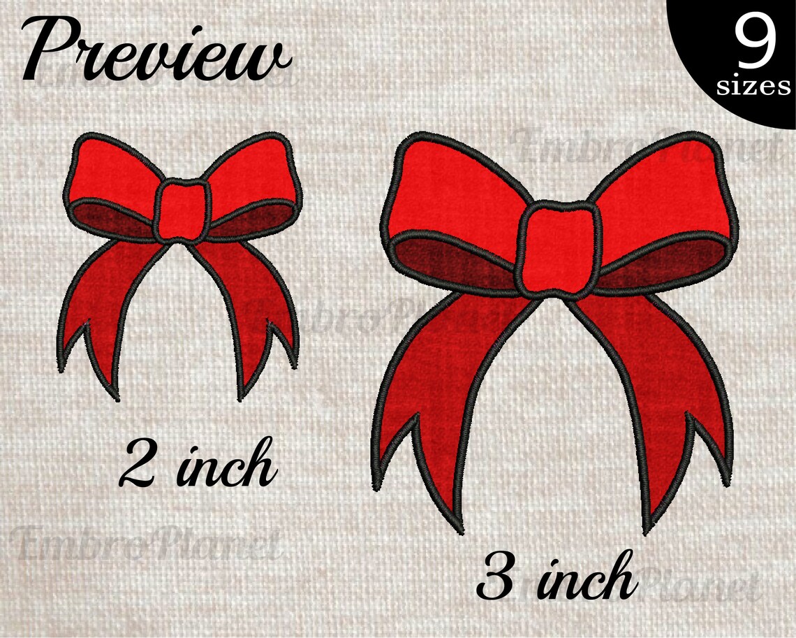 Applique Bow - Design for Embroidery Machine, Instant Download Digital ...