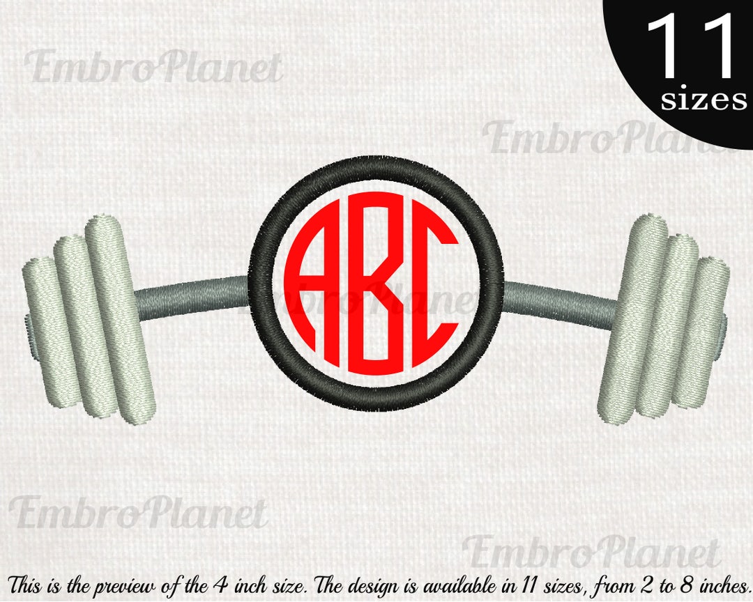 Barbell - Design for Embroidery Machine Instant Download Digital File ...