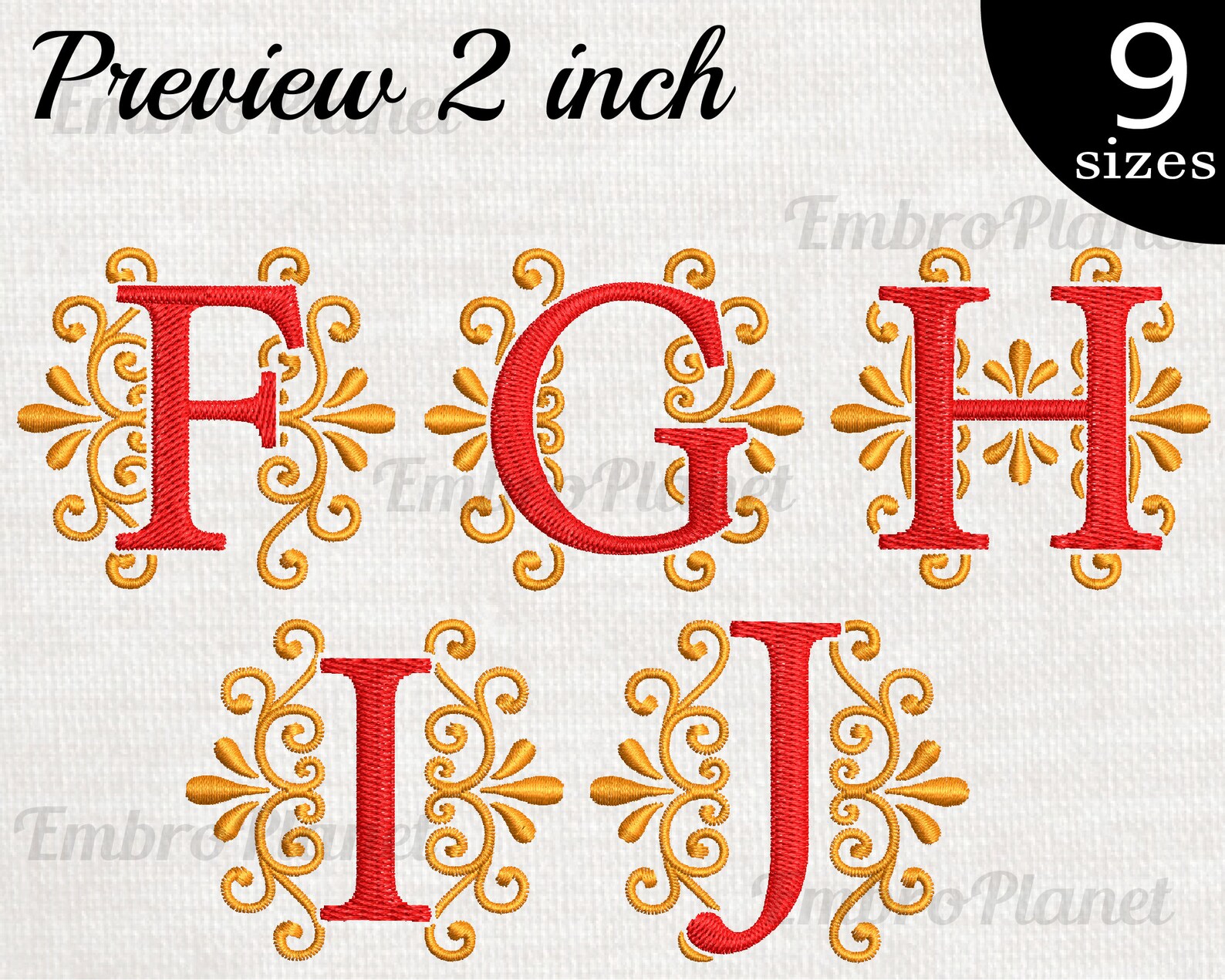V5 Regal Letters FGHIJ Designs for Embroidery Machine | Etsy