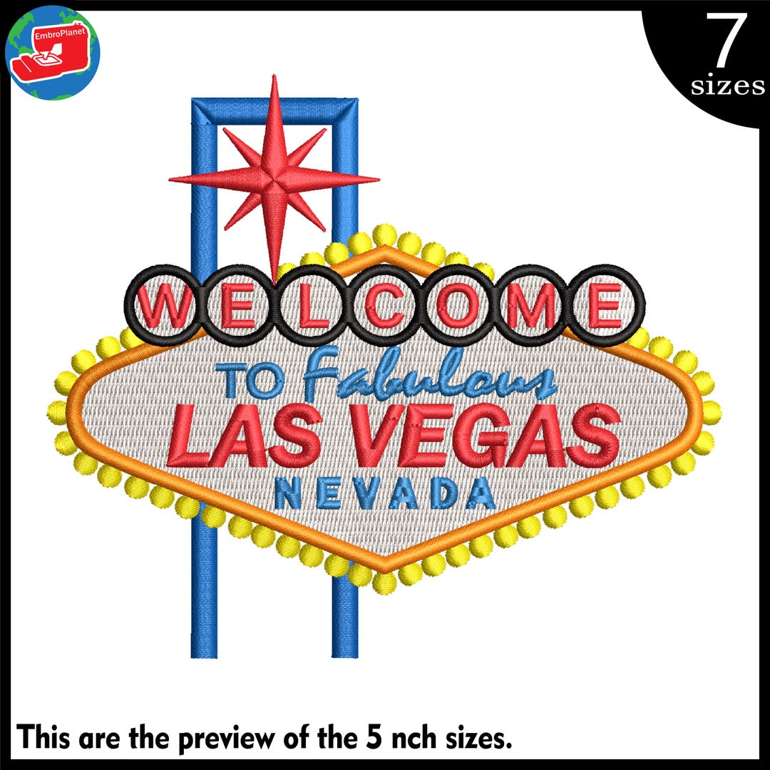 Las Vegas Sign Embroidery Design – Instant Download (digital File) - Etsy