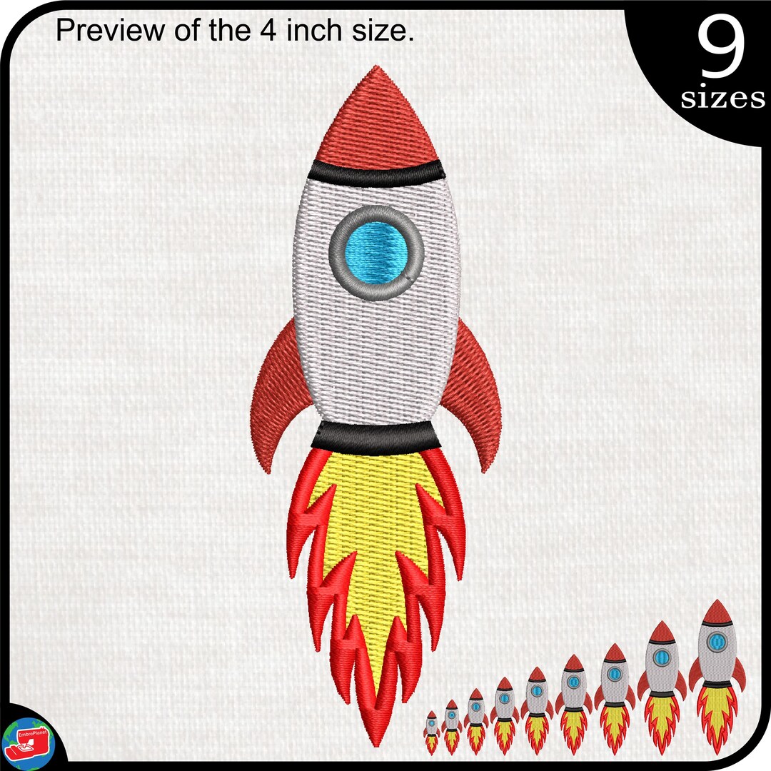 Rocket Embroidery Design – Space Theme, Instant Download (digital File ...