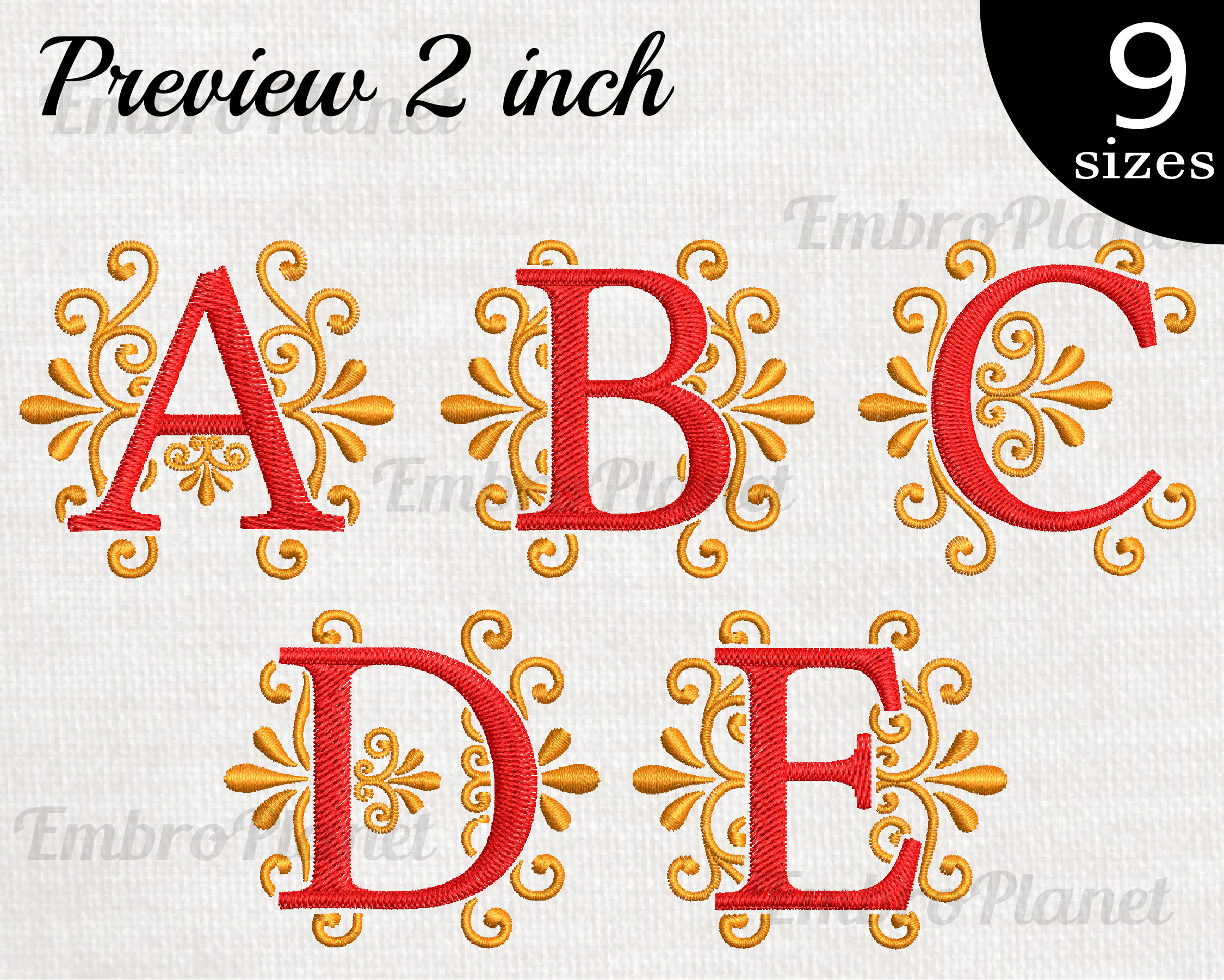 V5 Regal Letters ABCDE Designs for Embroidery Machine | Etsy