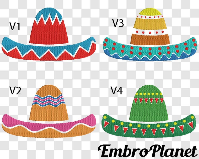 Fiesta Hats - Designs for Embroidery Machine Instant Download Digital ...