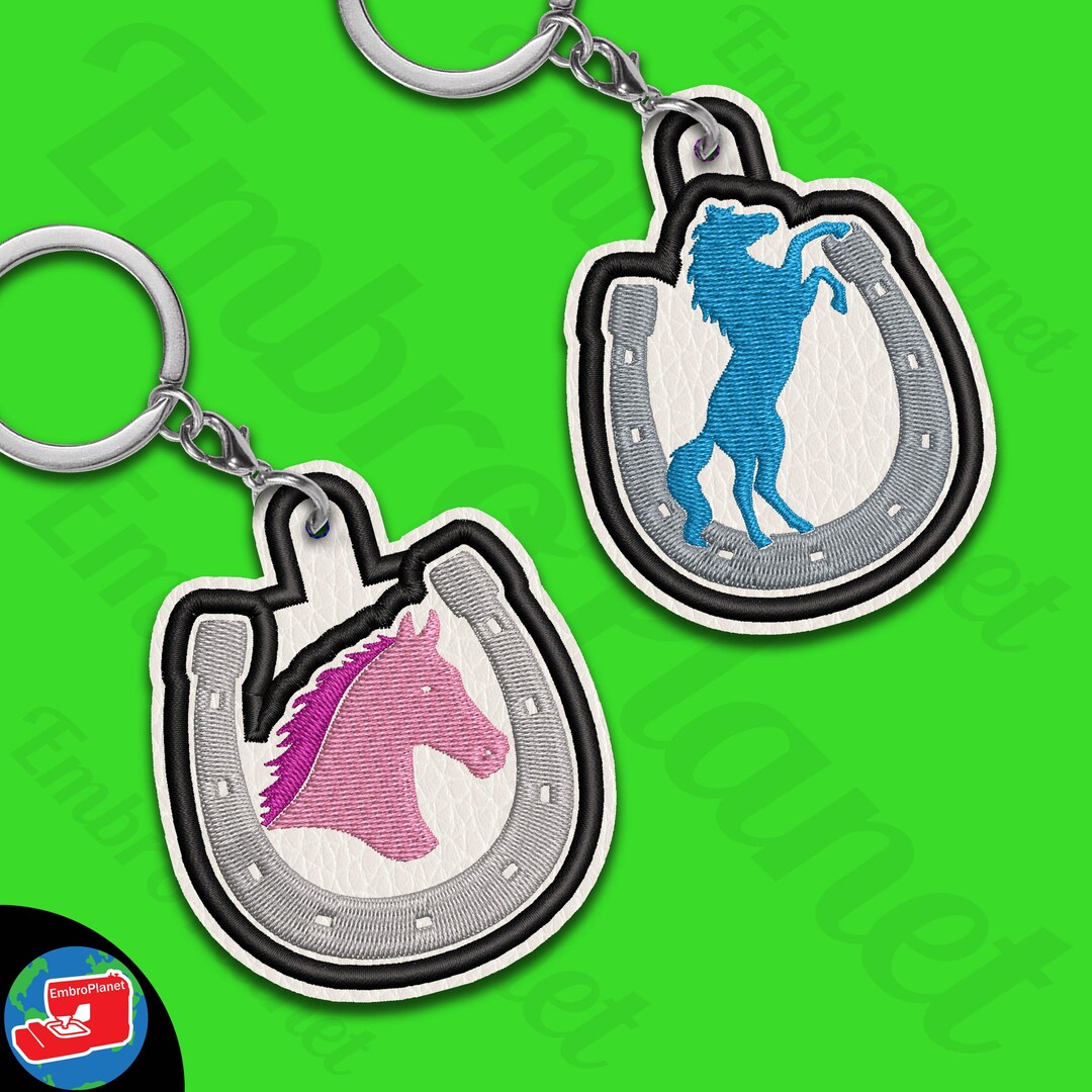 Satin Horseshoe Eyelet Keychain Digital Item - Tab Key Fob ITH Keyring ...