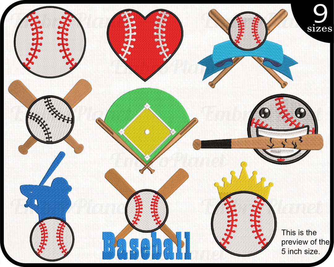 Baseball - Designs for Embroidery Machine Instant Download Digital ...