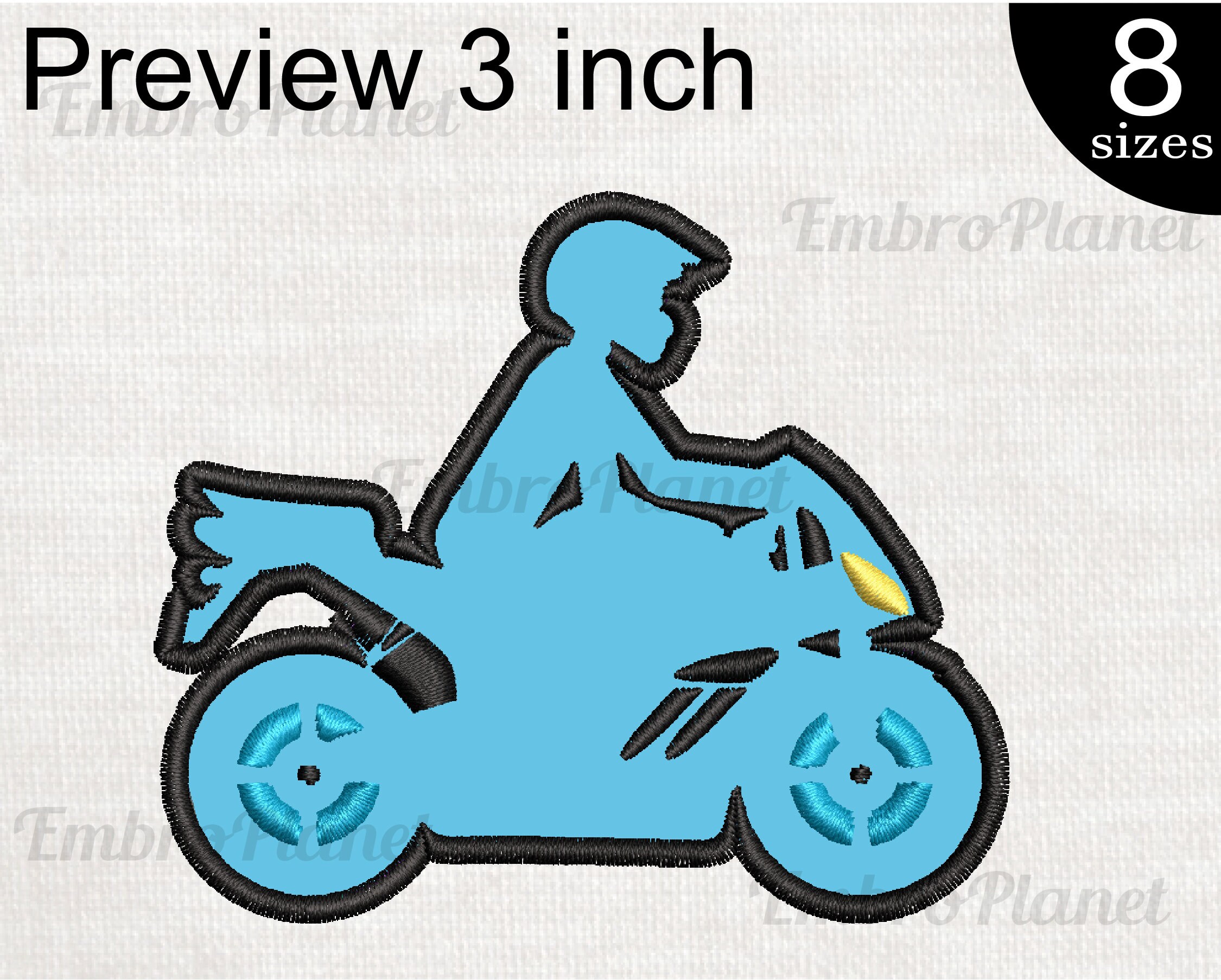 Fast Motorcycle Applique Design for Embroidery Machine - Etsy UK