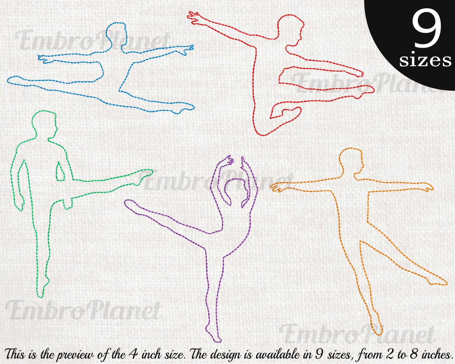 Outline Male Ballet Dancers Designs for Embroidery Machine - Etsy