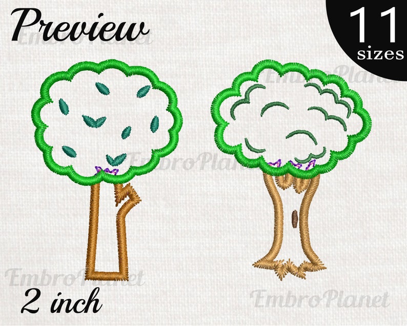 Applique Trees Designs for Embroidery Machine Instant | Etsy