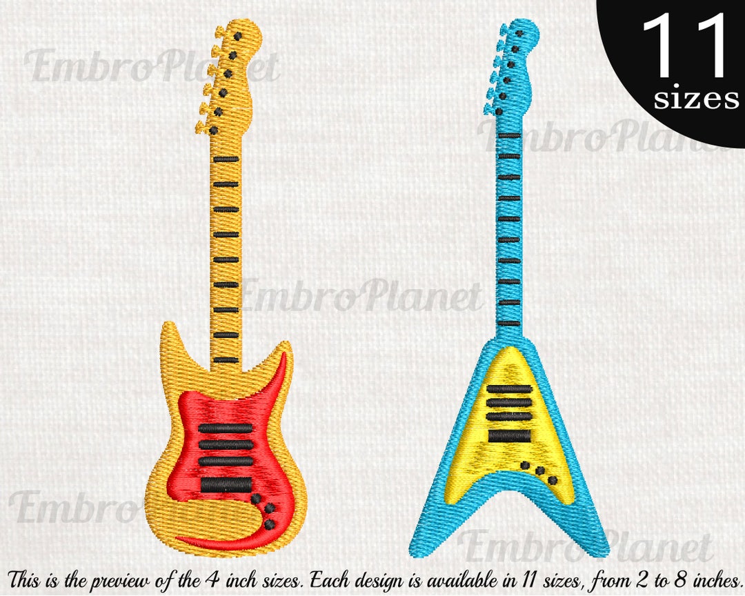 Guitar Embroidery Designs – Music Instrument Patterns (digital Download ...