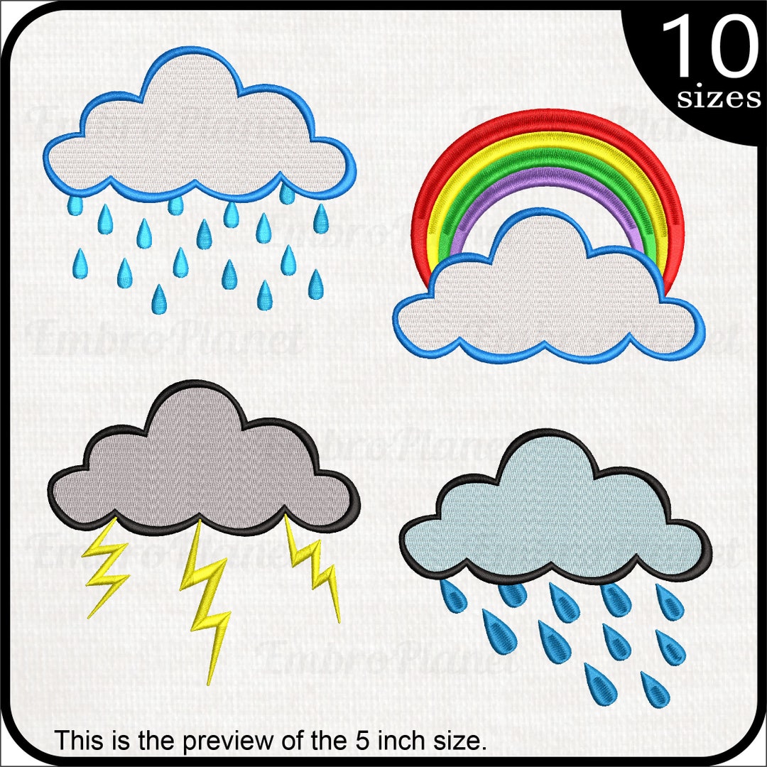 Cute Clouds - Designs for Embroidery Machine Instant Download Digital ...