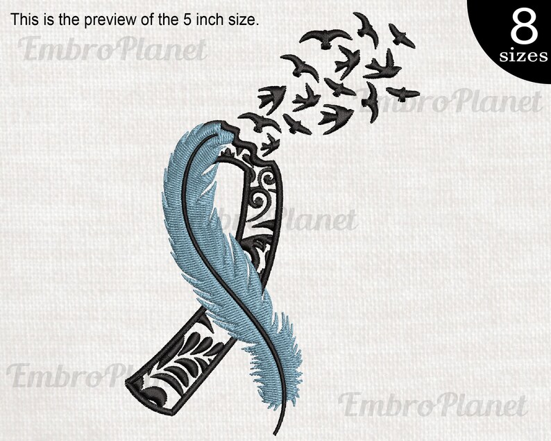 Awareness Ribbon Feather Design for Embroidery Machine - Etsy