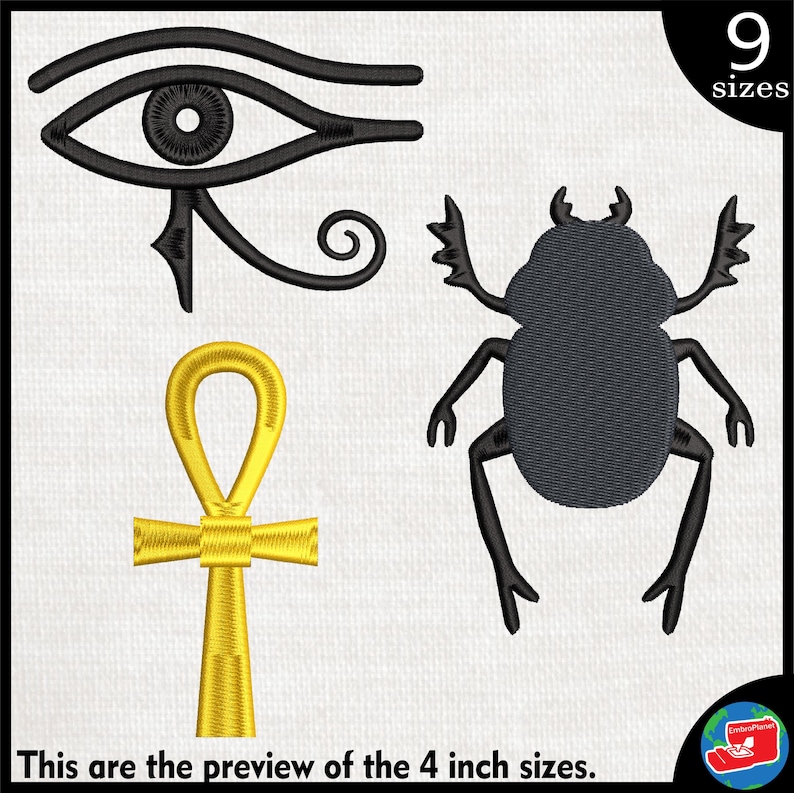 Egyptian Ankh, Eye, Scarab Embroidery Designs – (digital Download) - Etsy