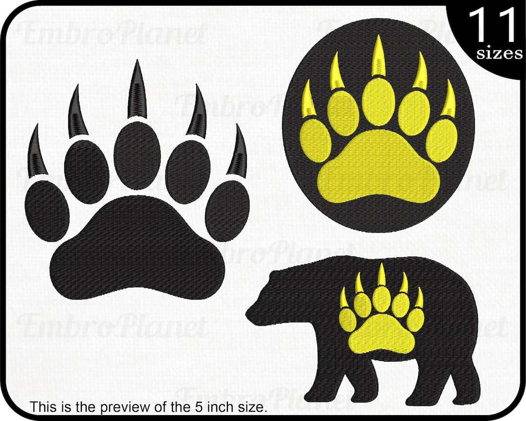 Bear Paw Embroidery Design - Forest Animal Silhouette (instant Download ...