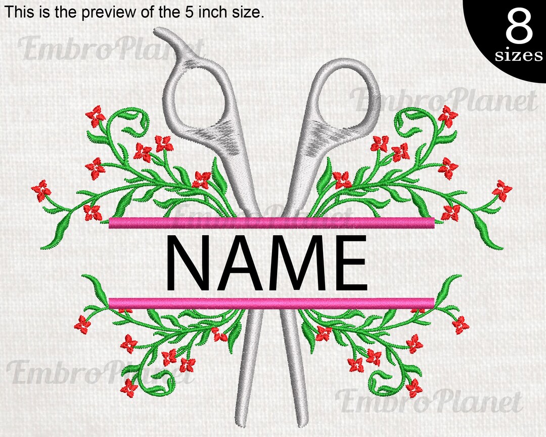 Split Floral Scissor Embroidery Design: Split Monogram (digital ...