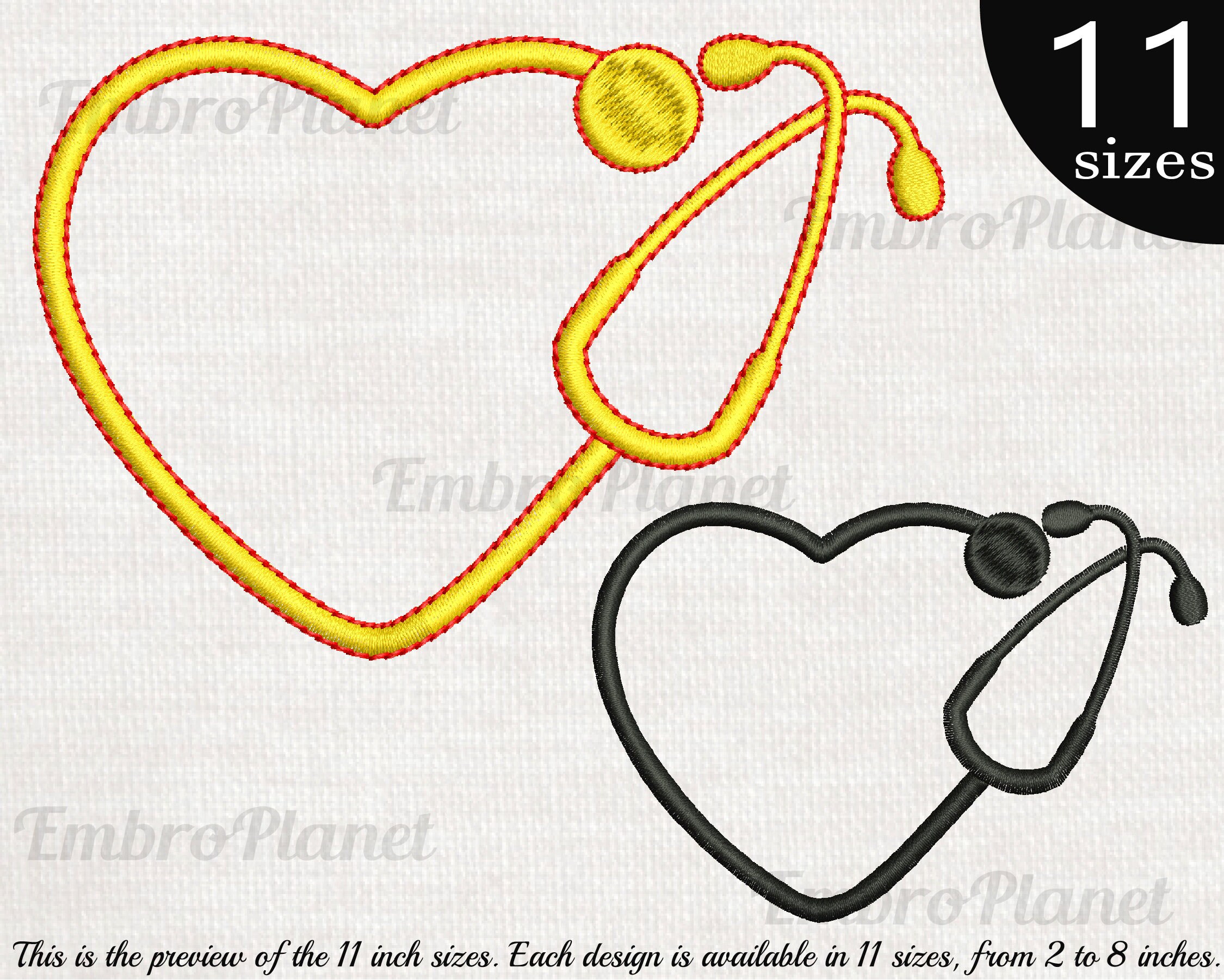 Heart Stethoscope Designs for embroidery machine Instant | Etsy