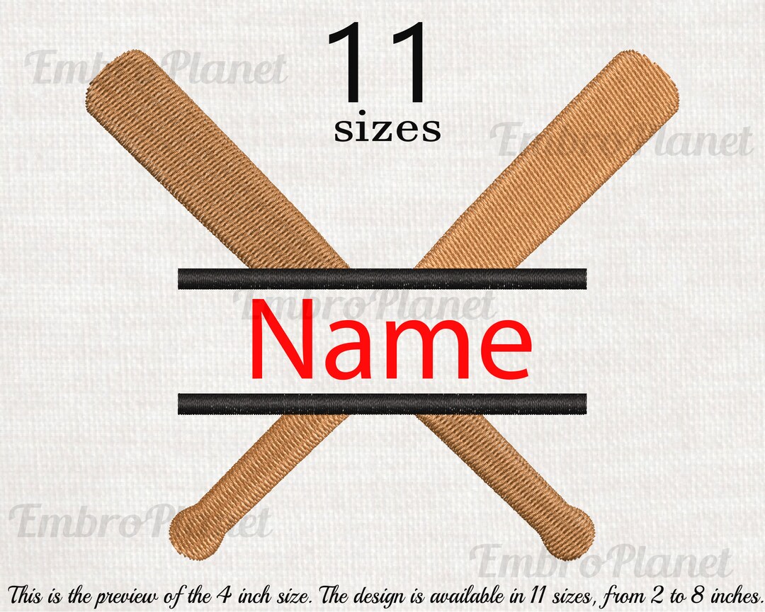 Split Crossed Baseball Bats - Design for Embroidery Machine Instant ...