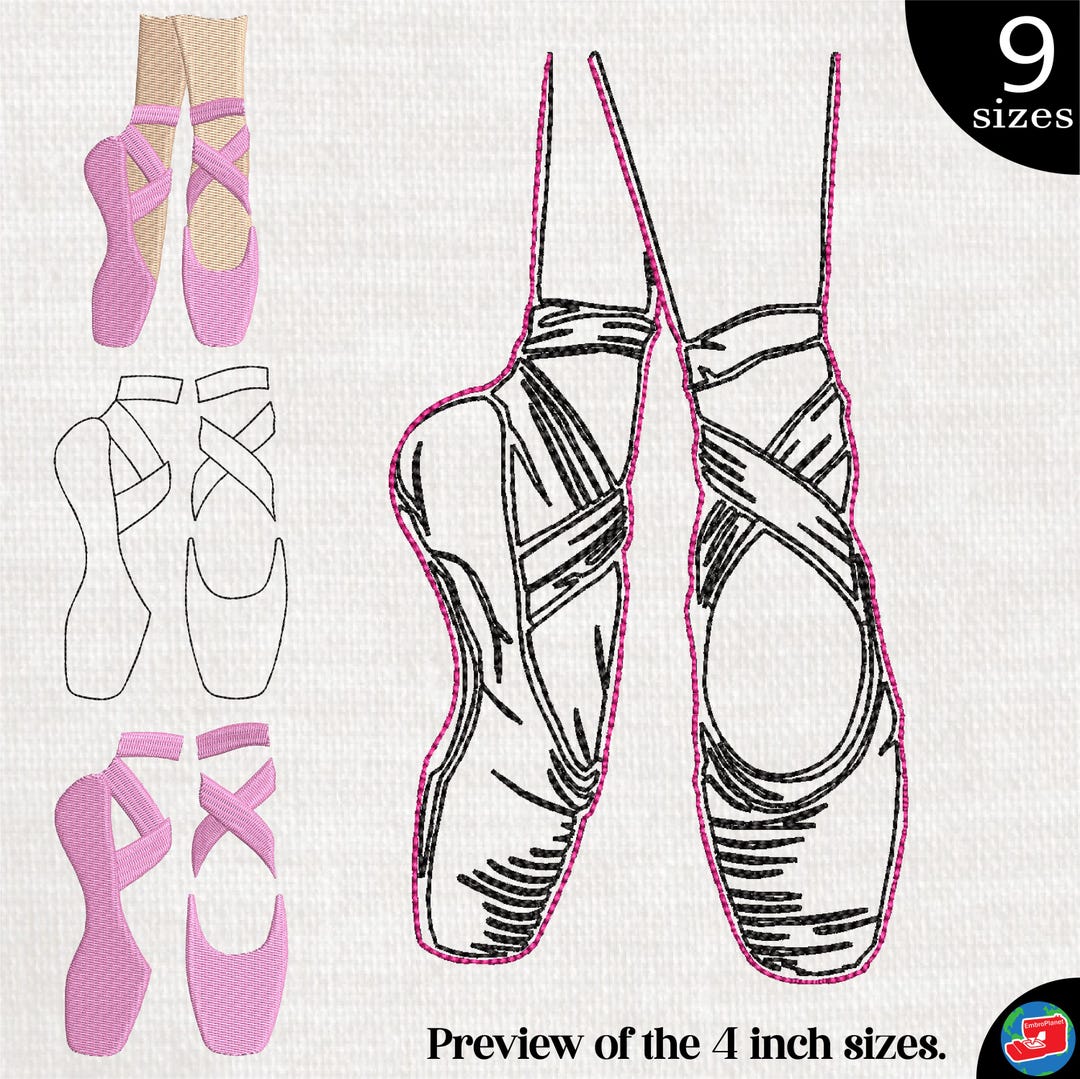 Ballet Shoes Embroidery Design – Dance, Elegant (digital Download) - Etsy