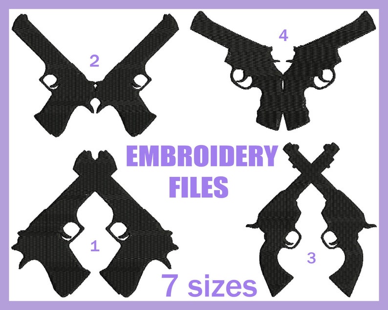 Cross Guns Designs for Embroidery Machine Digital Graphic File Stitch ...