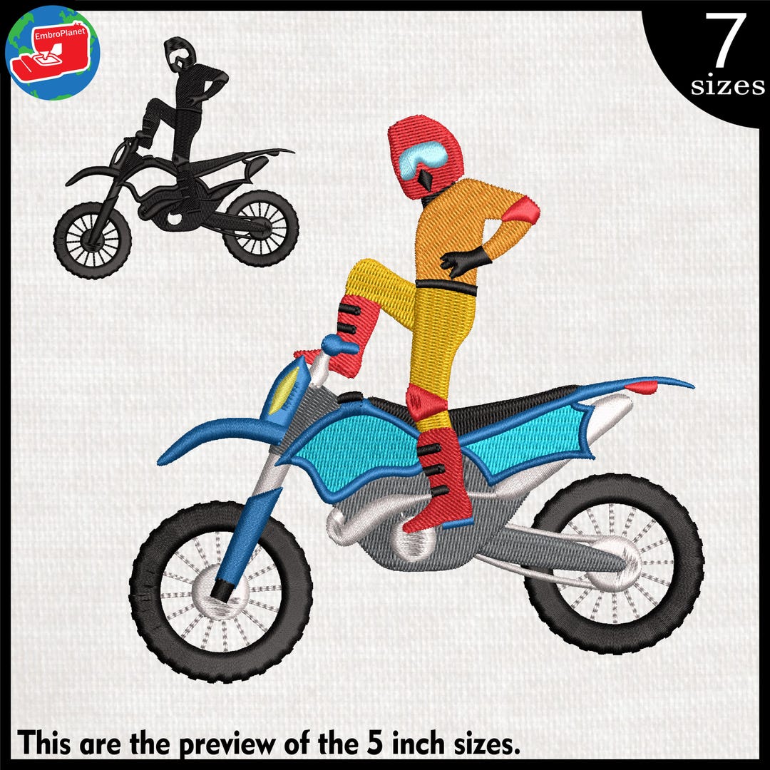 Motocross Biker Posing - Designs for Embroidery Machine Instant ...