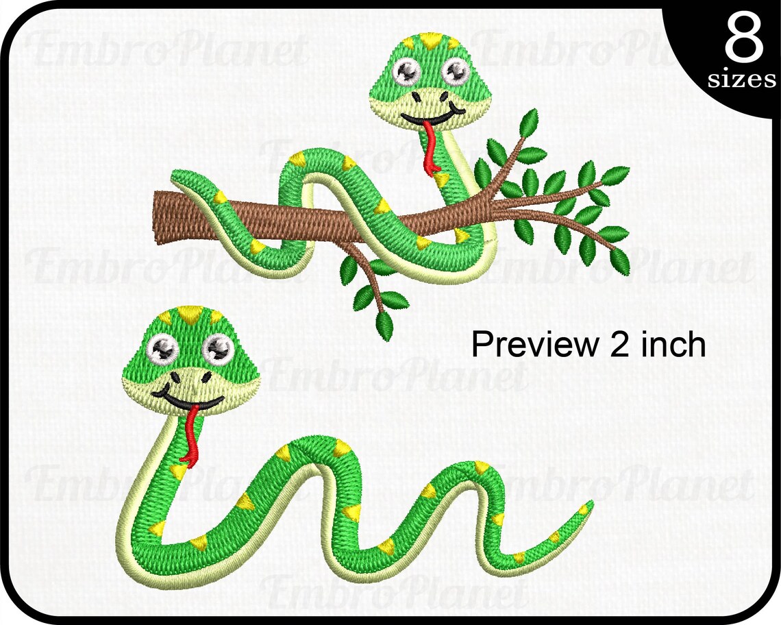 Cartoon Snake Embroidery Design - Safari Animal File (digital Download ...