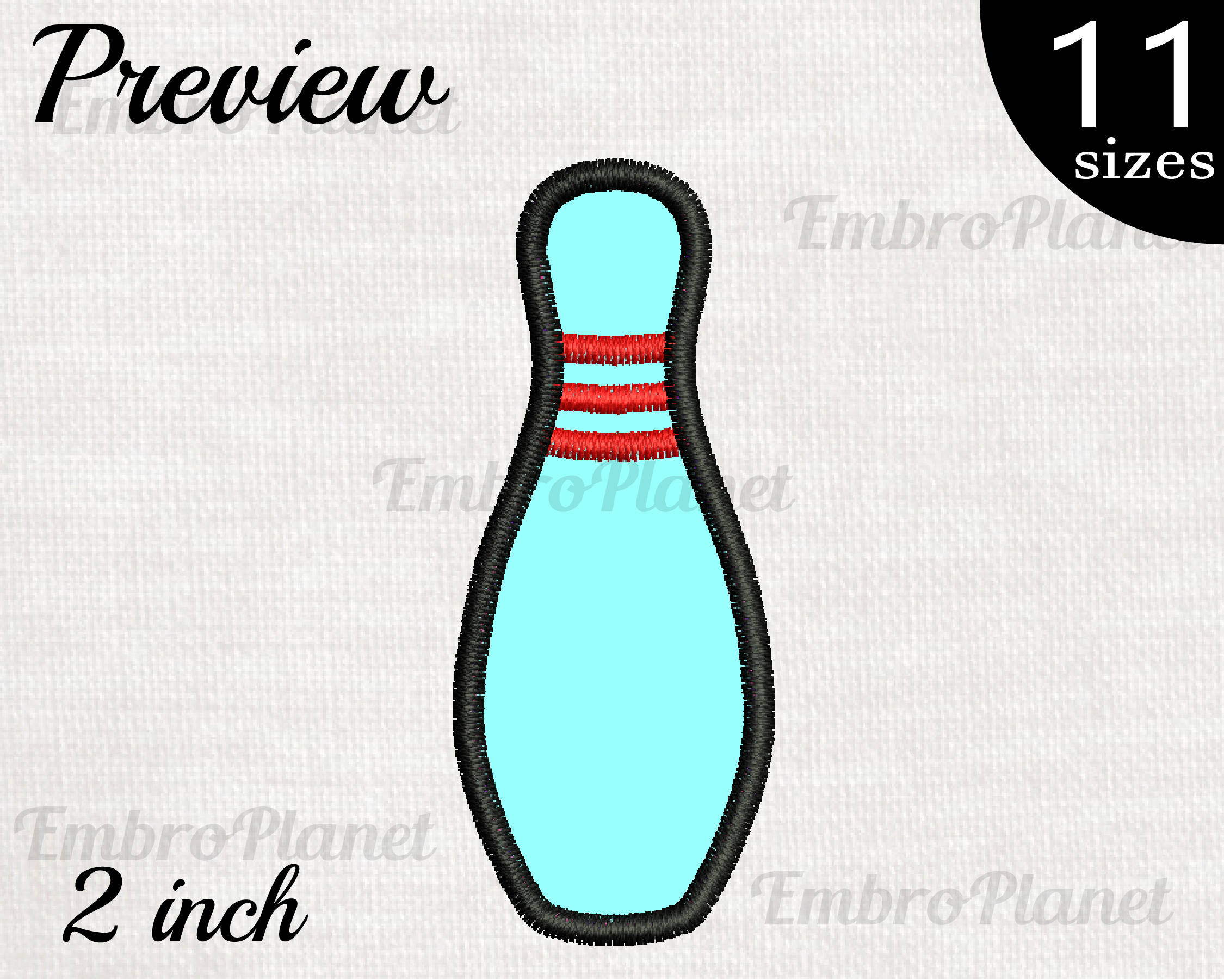 Applique Bowling Pin Design for Embroidery Machine Digital | Etsy