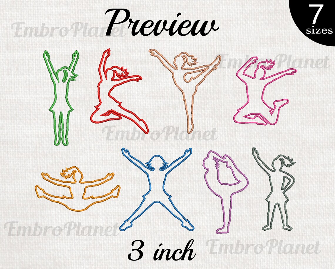 Applique Cheerleader Girls Designs for Embroidery Machine - Etsy