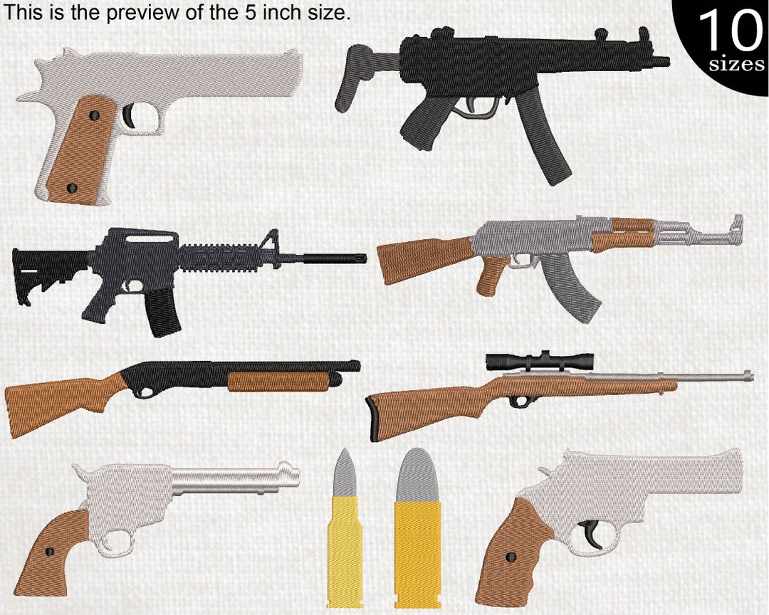 Guns Designs for Embroidery Machine Instant Download Digital File ...