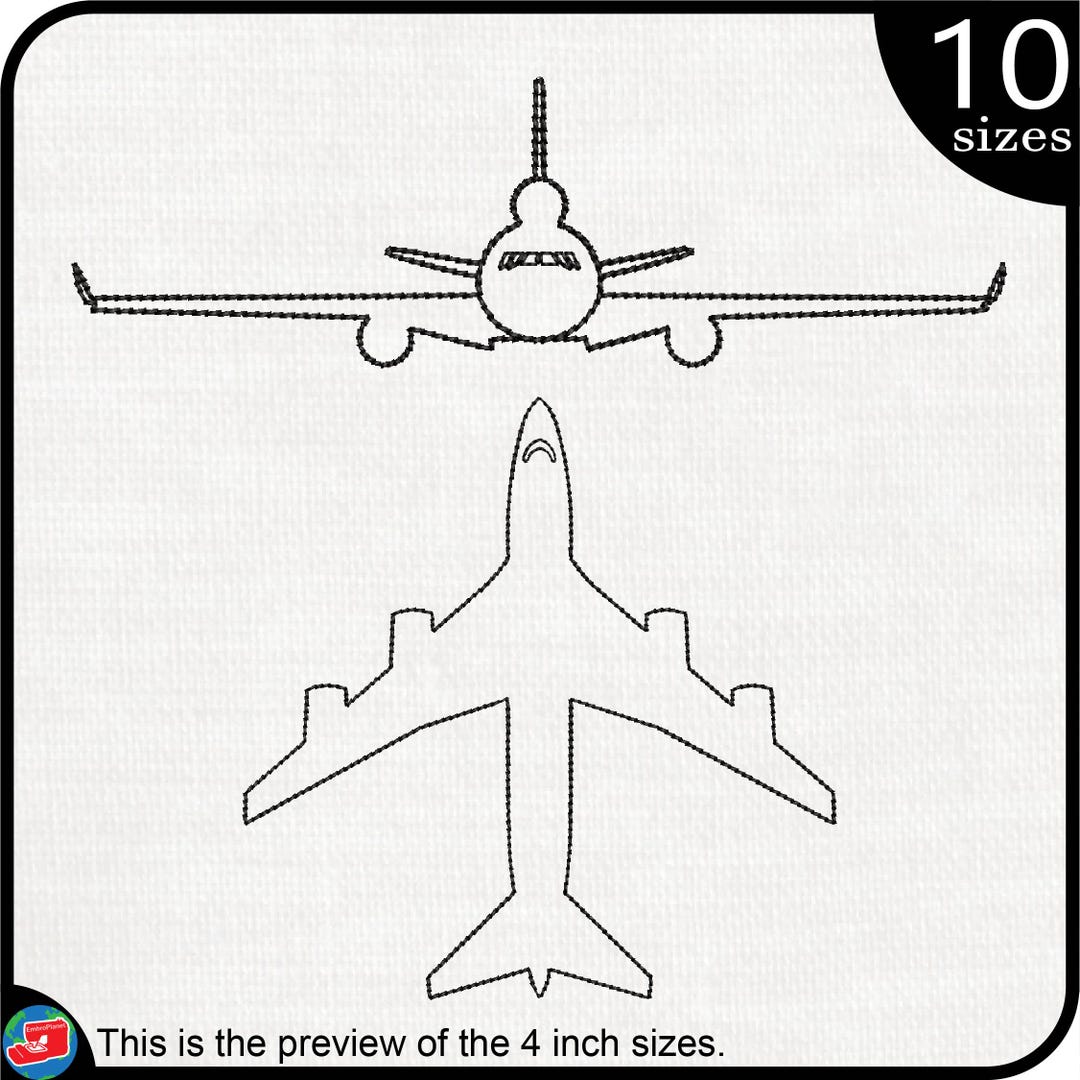Plane Outline - Designs for Embroidery Machine Instant Download Digital ...