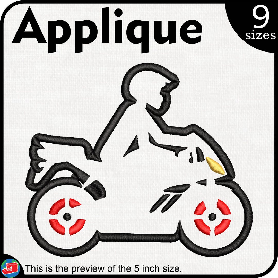 Fast Motorcycle Applique - Design for Embroidery Machine Instant ...