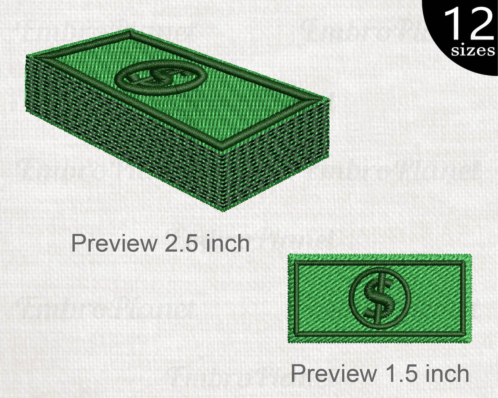 Dollars Designs for Embroidery Machine Digital Graphic File - Etsy