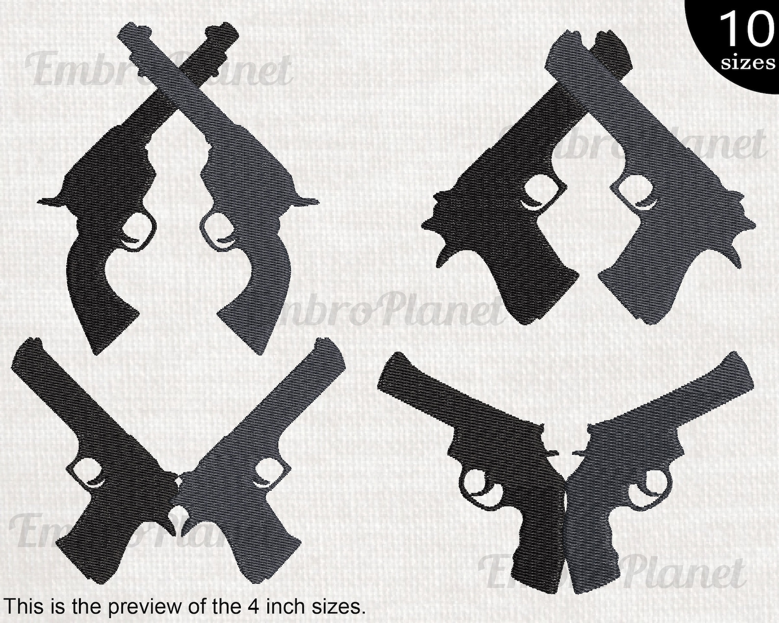 Crossed Guns - Designs for Embroidery Machine Instant Download Digital ...