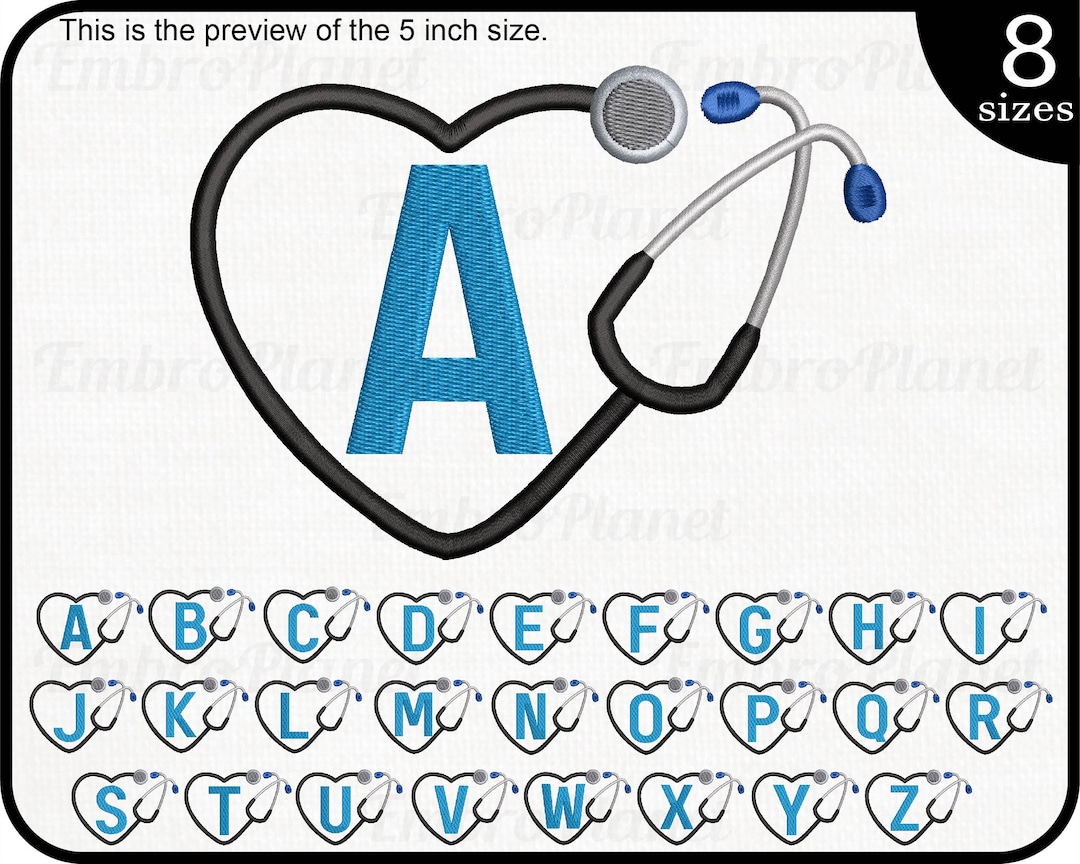 Stethoscope Alphabet - Designs for Embroidery Machine Instant Download ...