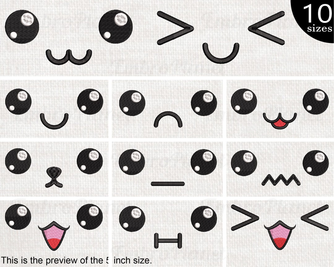 Cute Kawaii - Designs for Embroidery Machine Instant Download Digital ...