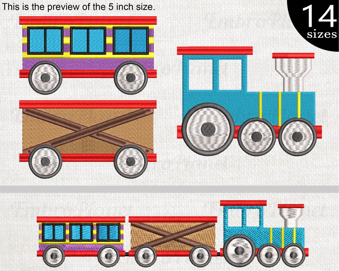 Train and Wagons - Designs for Embroidery Machine Instant Download ...