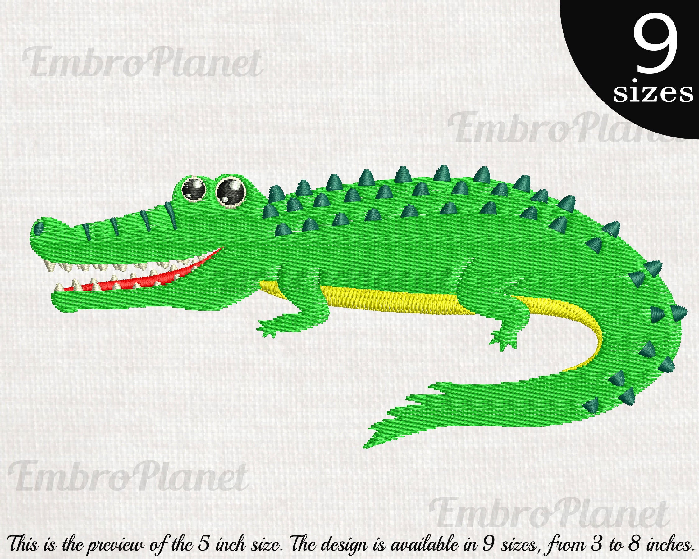 Crocodile Design for Embroidery Machine Digital Graphic | Etsy