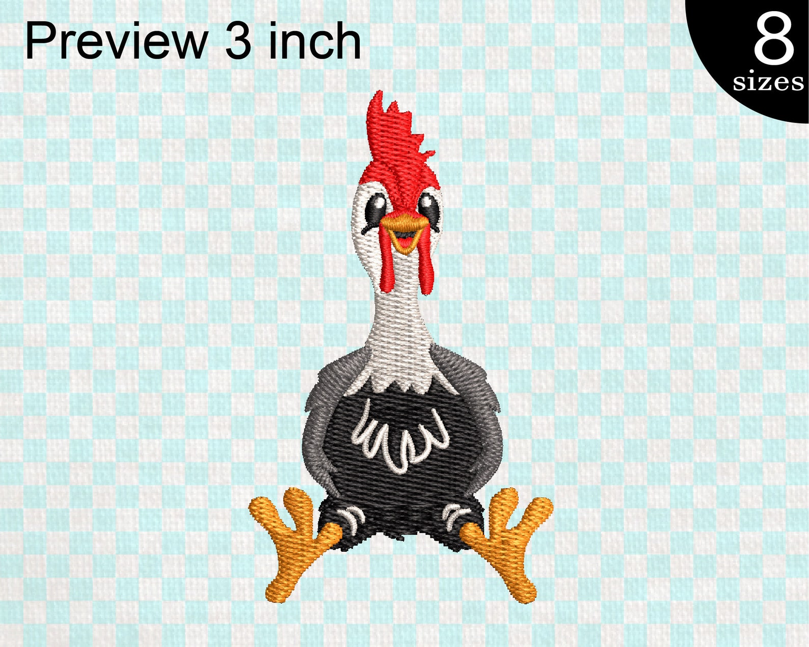 Cute Chicken Design for Embroidery Machine Instant Download | Etsy