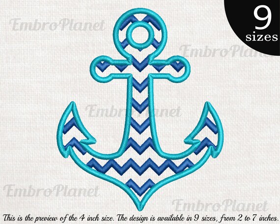 Chevron Anchor Design for Embroidery Machine Instant | Etsy