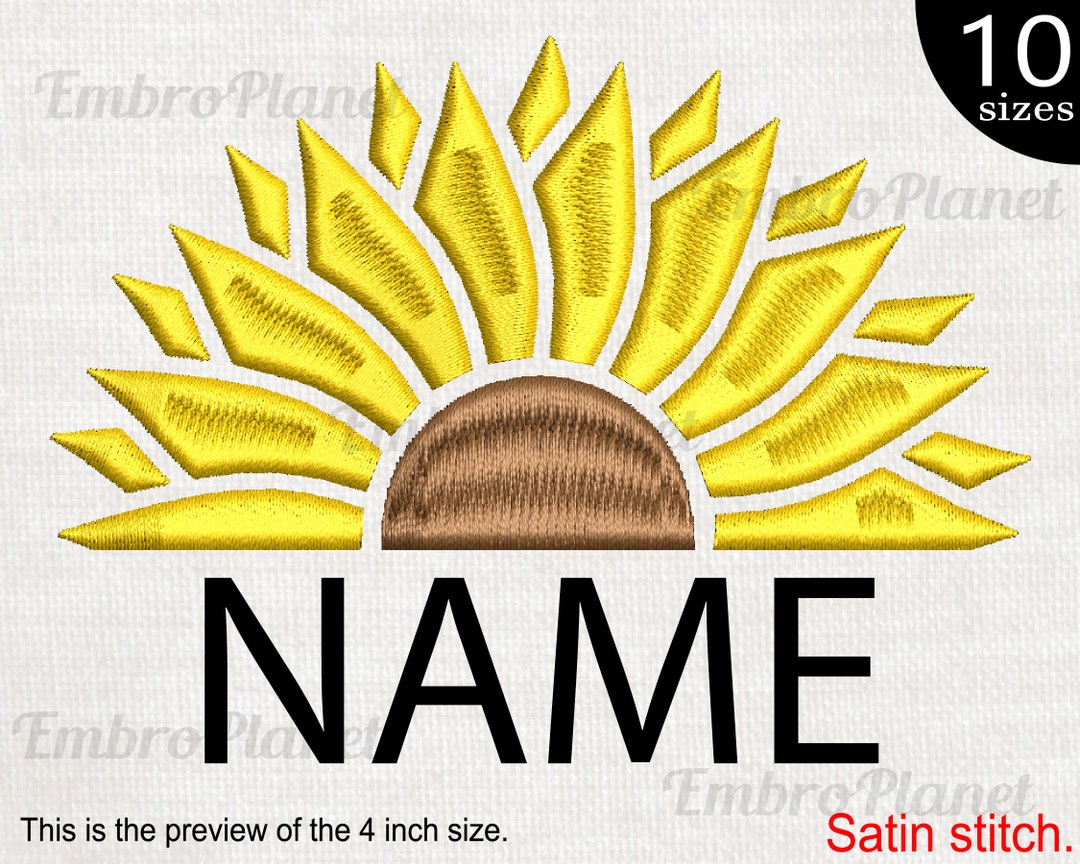 Split Sunflower Embroidery Design – Satin Stitch (digital Download) - Etsy