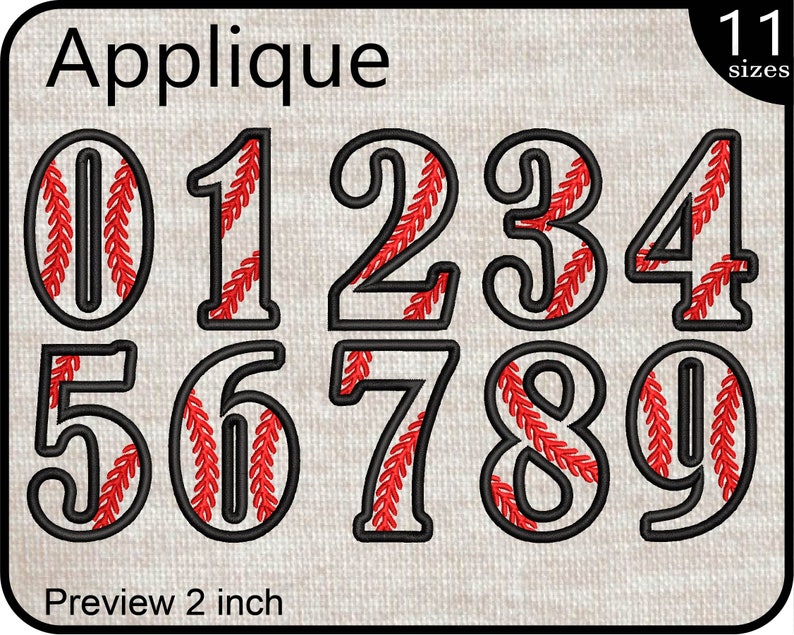 Applique Baseball Softball Numbers Embroidery Designs (digital Download ...